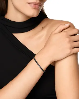 David Yurman Sculpted Cable Flex Bracelet In 18k White Gold With Rhodium And Diamonds - Black