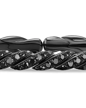 David Yurman Sculpted Cable Flex Bracelet In 18k White Gold With Rhodium And Diamonds - Black
