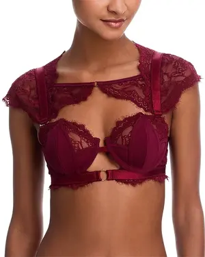 THISTLE AND SPIRE Daphne Lace Balconette Bra - Burgundy