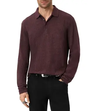 John Varvatos Jalen Jacquard Long Sleeve Polo Shirt