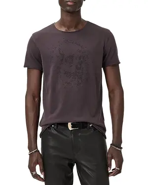 John Varvatos Raw Edge Beaded Skull Tee