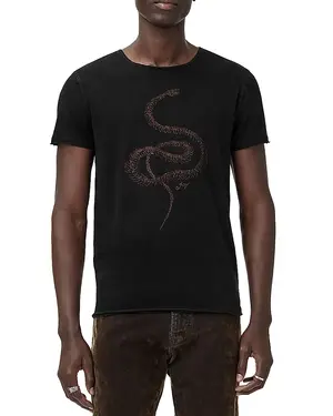 John Varvatos Raw Edge Fine Line Embroidered Tee - Black