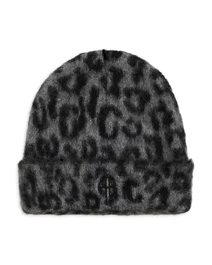 ANINE BING Elia Print Beanie - Leopard