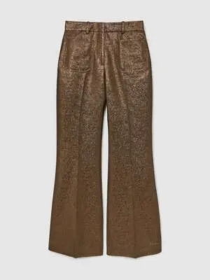 REISS Sienna Flare Petite Sparkle Patch-pocket Flared Trousers