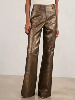 REISS Sienna Flare Petite Sparkle Patch-pocket Flared Trousers