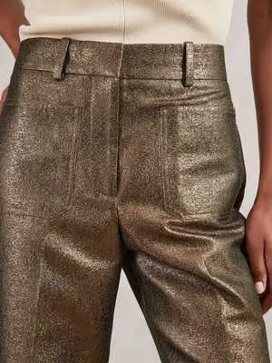 REISS Sienna Flare Petite Sparkle Patch-pocket Flared Trousers