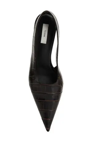 TOTÊME Croc Embossed Pointed Toe Slingback Pumps