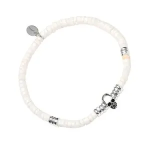 JAN LESLIE Sterling Silver Skull And Shell Bead Bracelet - White