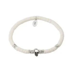 JAN LESLIE Sterling Silver Skull And Shell Bead Bracelet - White