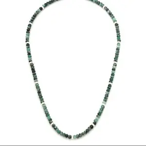 JAN LESLIE Gemstone Beaded Necklace With Sterling Silver - Emerald