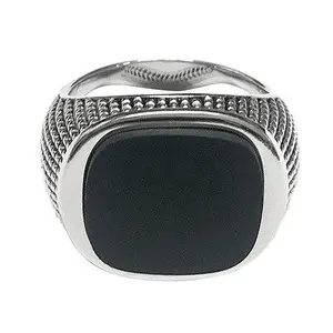 JAN LESLIE Gemstone Sterling Silver Etched Ring - Gray