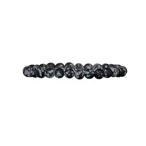 JAN LESLIE 4mm Sterling Lava Bead Bracelet - Black/grey
