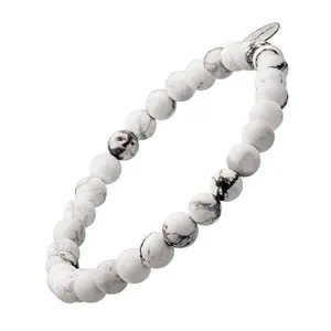 JAN LESLIE 4mm Sterling Lava Bead Bracelet - White