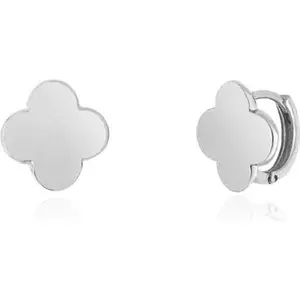 THE LOVERY Gold Clover Stud Earrings - White Gold