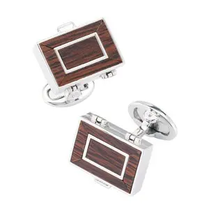 JAN LESLIE Backgammon Wood Inlay Sterling Cufflinks