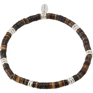 JAN LESLIE Heishi Shell And Sterling Silver Bead Bracelet - Brown