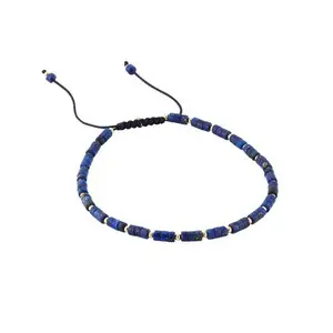 JAN LESLIE 18k Gold Lapis Lazuli Beaded Bracelet