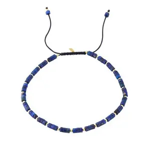 JAN LESLIE 18k Gold Lapis Lazuli Beaded Bracelet
