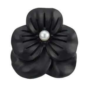 JAN LESLIE Flower Lapel Pin - Black Pearl
