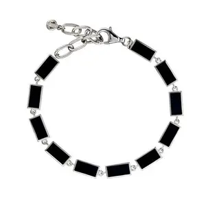 JAN LESLIE Dash Rectangle Link Bracelet - Black