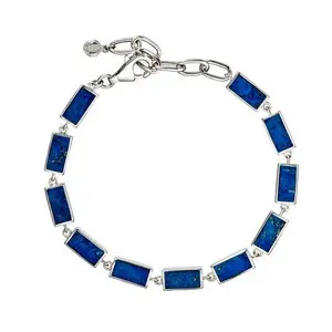 JAN LESLIE Dash Rectangle Link Bracelet - Blue