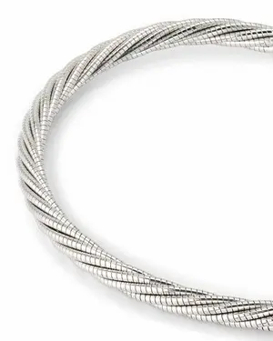 JAN LESLIE Adjustable Stainless Steel Twisted Cable Cuff Bracelet - Silver