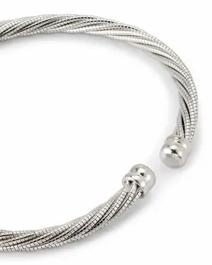JAN LESLIE Adjustable Stainless Steel Twisted Cable Cuff Bracelet - Silver