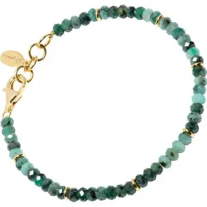 JAN LESLIE 18k Gold Gemstone Beaded Bracelet - Emerald