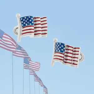 JAN LESLIE American Flag Sterling Cufflinks