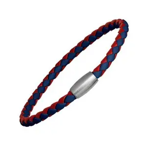 JAN LESLIE Woven Leather Bracelet With Magnetic Closure - Royal Blue