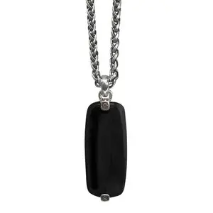 JAN LESLIE Onyx Gemstone Tag Sterling Silver Pendant Necklace - Black