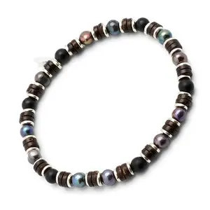 JAN LESLIE Freshwater Pearl And Agate Beaded Bracelet - Grey Pearl