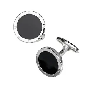 JAN LESLIE Rivet Etch Sterling Cufflinks - Black