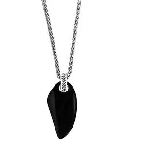 JAN LESLIE Gemstone Horn Pendant Necklace - Black