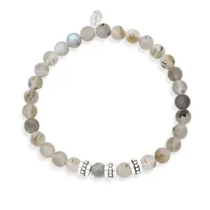 JAN LESLIE Labradorite And Sterling Silver Beaded Bracelet - Grey