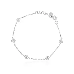 THE LOVERY FINE JEWELRY Diamond Clover Station Bracelet - White Gold
