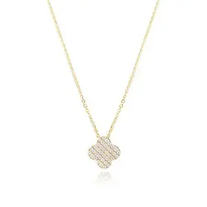 THE LOVERY FINE JEWELRY Diamond Clover Necklace - Yellow Gold