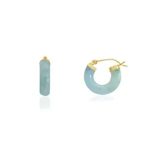 THE LOVERY FINE JEWELRY 14k Yellow Gold Hoop Earrings - Jade