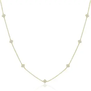 THE LOVERY FINE JEWELRY Diamond Clover Station Necklace - Yellow Gold