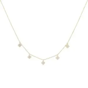 THE LOVERY FINE JEWELRY Diamond Clover Dangle Necklace - Yellow Gold