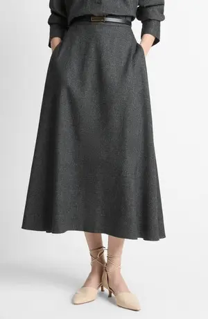 Viscose Wool Midi Skirts