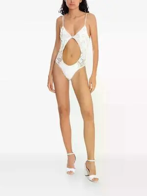 AMIR SLAMA Embellished Cut-out One-piece Swimsuit - White