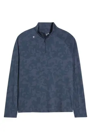 Johnnie-o Viktor Waffle Camo Print Quarter Zip Pullover - Navy