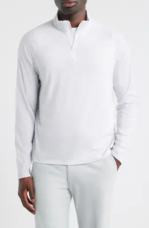Johnnie-o Viktor Waffle Camo Print Quarter Zip Pullover - White