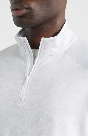 Johnnie-o Viktor Waffle Camo Print Quarter Zip Pullover - White