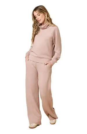 SOFTIES Athleisure Mock Neck And Pleated Pant Set - Coco