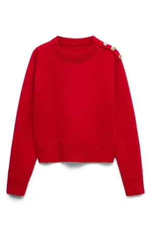 Mango Button Detailed Mock Neck Sweater - Red