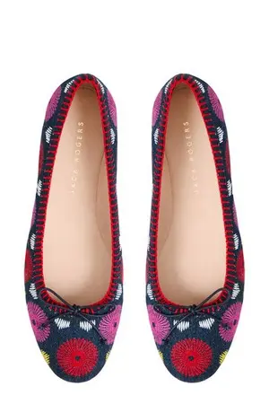 Jack Rogers Bettie Embroidered Flower Ballet Flat