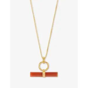 RACHEL JACKSON Vitality Carnelian T-bar Necklace - Gold
