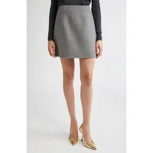Carolina Herrera Virgin Wool Miniskirt - Melange Grey